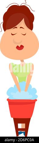 Washing hands with soap isolated on white background. Vector ...