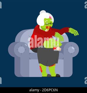 Granny zombie isolated. Dead green grandmother monster. scary grandma ...