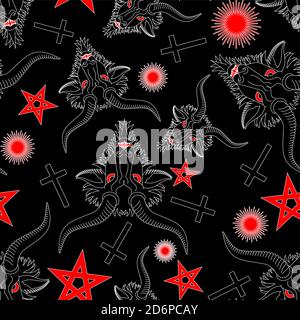 Baphomet Demon pattern seamless. Satanic background. Satan with goat ...