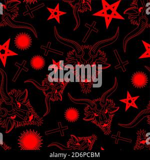 Baphomet Demon pattern seamless. Satanic background. Satan with goat ...