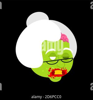 Granny zombie isolated. Dead green grandmother monster. scary grandma ...