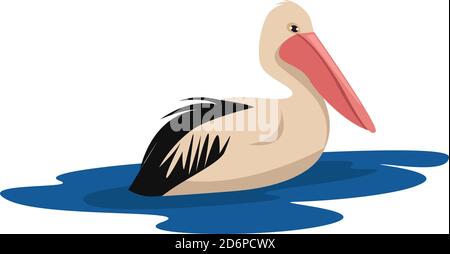 Sad pelican, illustration, vector on white background Stock Vector ...
