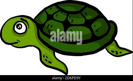 Scared turtle, illustration, vector on white background Stock Vector ...