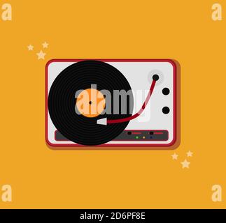Old-fashioned music player cartoon illustration Stock Vector Image ...