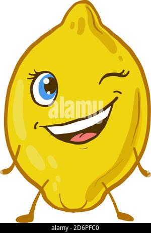Thinking lemon cartoon character on white background Stock Vector Image ...