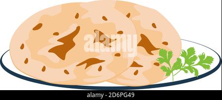 Traditional Indian Food Chapati color element. Cartoon street food ...