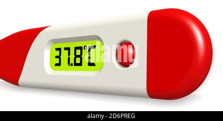 Red digital medical thermometer with fever temperature Stock Photo - Alamy
