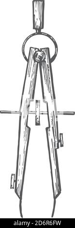 Compas icon hand drawn isolated on white background. Doodle geography ...