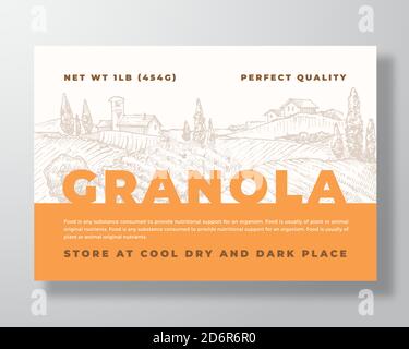 Granola Cereal Label Template. Oatmeal Abstract Vector Packaging Design ...