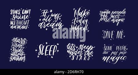 Typography vector calligraphy emotion magical lettering set. Hand ...