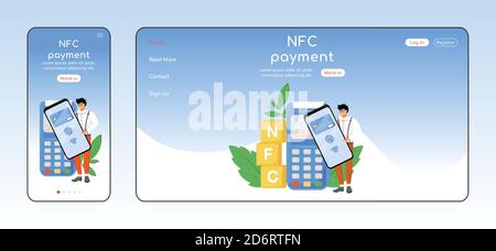Digital payment adaptive landing page flat color vector template Stock ...