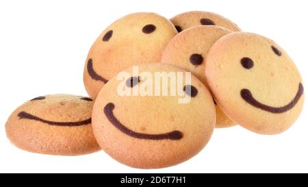 Smiley biscuit on a white background Stock Photo - Alamy