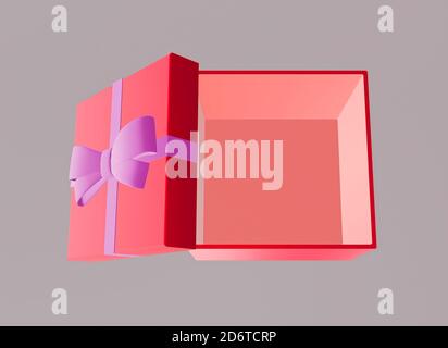 Empty open box on gray background. 3d rendering Stock Photo - Alamy