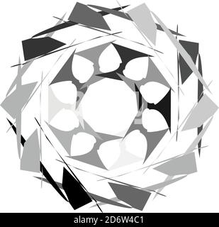 Circular geometric motif. Abstract grayscale op-art element Stock ...