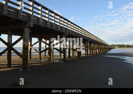 Wooden powder point bridge over Duxbury Bay Stock Photo - Alamy