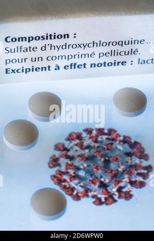 Plaquenil ® Hydroxychloroquine malaria drug molecule, France Stock ...