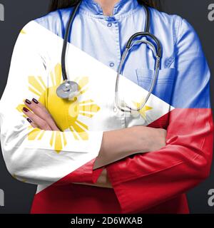 Philippines national healthcare system female doctor with stethoscope ...