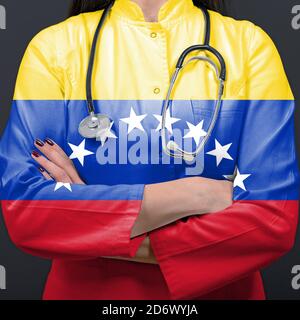 Venezuela national healthcare system female doctor with stethoscope ...