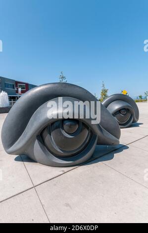 Large sculptures of eyes ("Eye Benches") by Louise Bourgeois near the ...