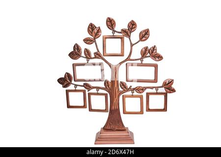 Family tree with empty frames for photos in vintage style, illustration. Space for design Stock ...