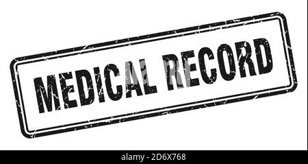 medical record stamp. square grunge sign isolated on white background ...
