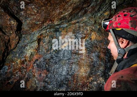 Ancient miners' gunpowder shotholes with clay stemming still present in ...