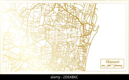 Chennai India City Map in Retro Style. Outline Map. Vector Illustration ...