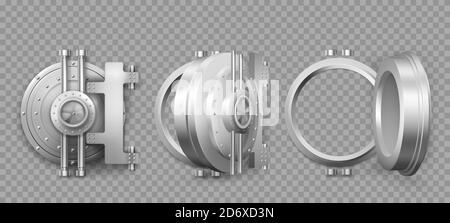 Opening vault door. Open and close bank gate, opened safe animation ...