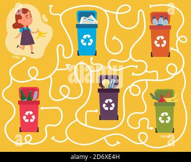 Recycling maze for kids with a solution Stock Vector Image & Art - Alamy