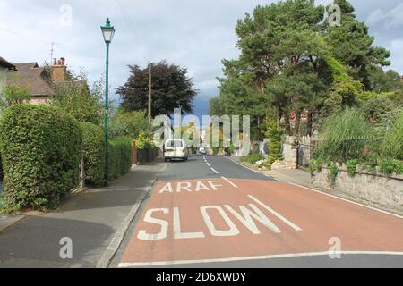 SLOW DOWN (ARAF) ROAD SIGN IN WELSH Stock Photo - Alamy