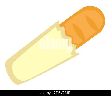 Baguette bread in paper bag illustration Stock Vector Image & Art - Alamy