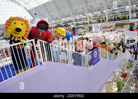 Character mascots pictured during the Toy Fair at Olympia in west ...