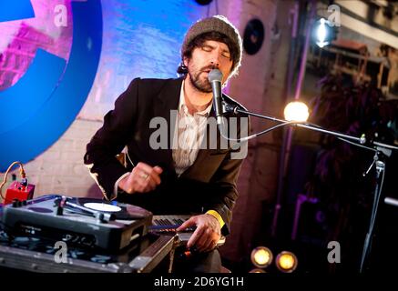 Gruff Rhys performs during the filming of Topman CTRL MX, in Stoke ...