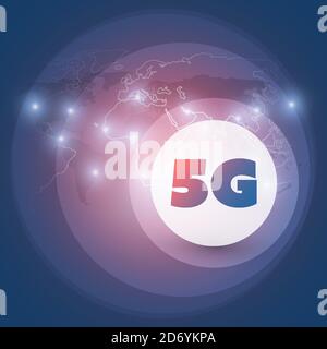 5G Network Label with Glowing Nodes - High Speed, Broadband Mobile ...