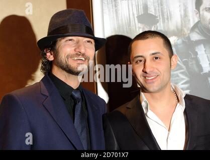 Paris Leonti and Robert Fucilla attending the premiere of Mercenaries ...