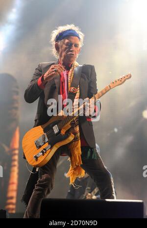 Keith Richards of the Rolling Stones performs, Thursday, Oct. 14, 2021 ...