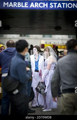 People dressed as zombies parade along Oxford Street, London, as part ...