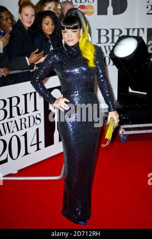 Lily Allen attending the Mastercard Brit Awards at the O2 Arena in east ...