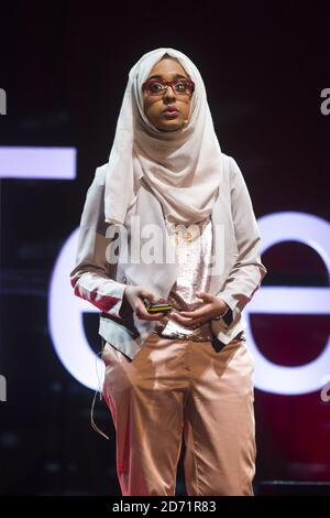 Writer Safeerah Mughal speaks during the TedxTeen 2016 London event at ...