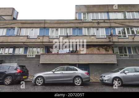 General view of the Holmefield House estate in North Kensington, London ...