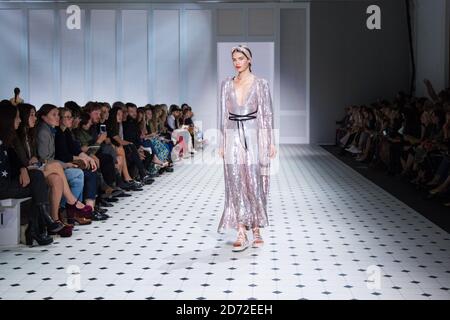 Sophie Rask walks on the runway during the Tory Burch Fashion show at ...