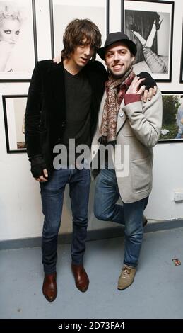 (From left to right) Kristian Marr and The Mofo attend the private view ...