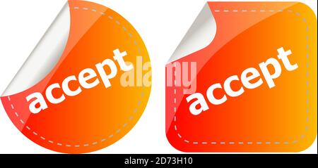 black accept red stickers on white, icon button Stock Photo - Alamy