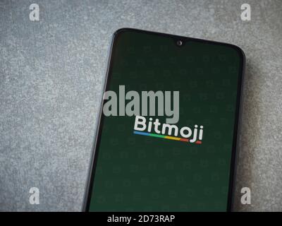 Lod, Israel - July 8, 2020: Botmoji app play store page on the display ...