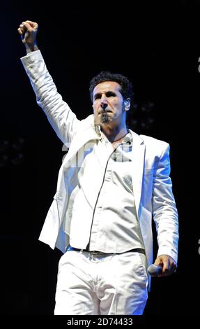 Serj Tankian performing at the Leeds Festival, in Bramham Park in West ...