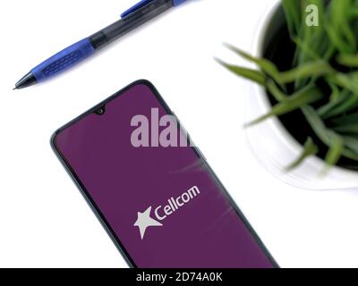 Lod, Israel - July 8, 2020: Cellcom app launch screen with logo on the ...