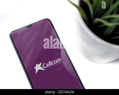 Lod, Israel - July 8, 2020: Cellcom app launch screen with logo on the ...