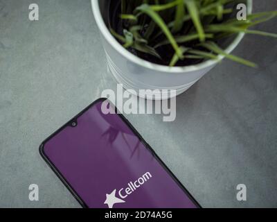 Lod, Israel - July 8, 2020: Cellcom app launch screen with logo on the ...