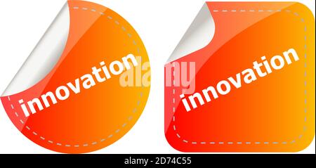 innovation word on red stickers button, label Stock Photo - Alamy