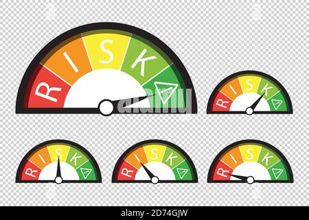 Risk icon on speedometer. Medium risk meter. isolated on white ...